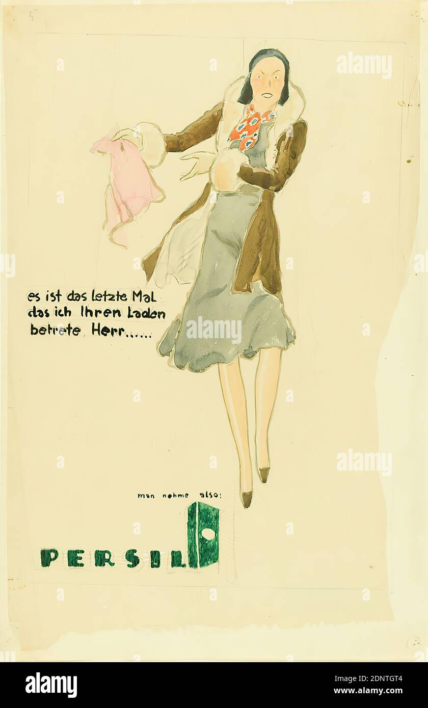 Ernst Dryden, Design for Persil display, Cardboard, Pencil, Non ...