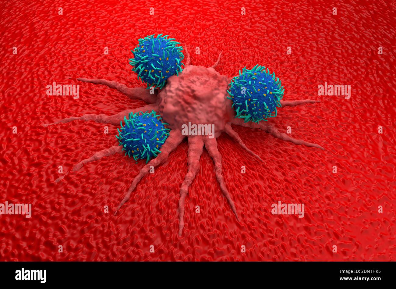 T-cells attack cancer tumor 3D render illustration Stock Photo - Alamy