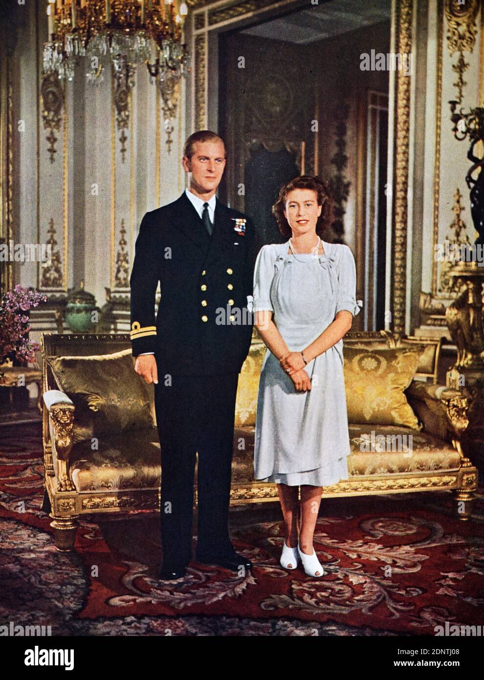 Engagement portrait of Queen Elizabeth and the Duke of Edinburgh Stock ...