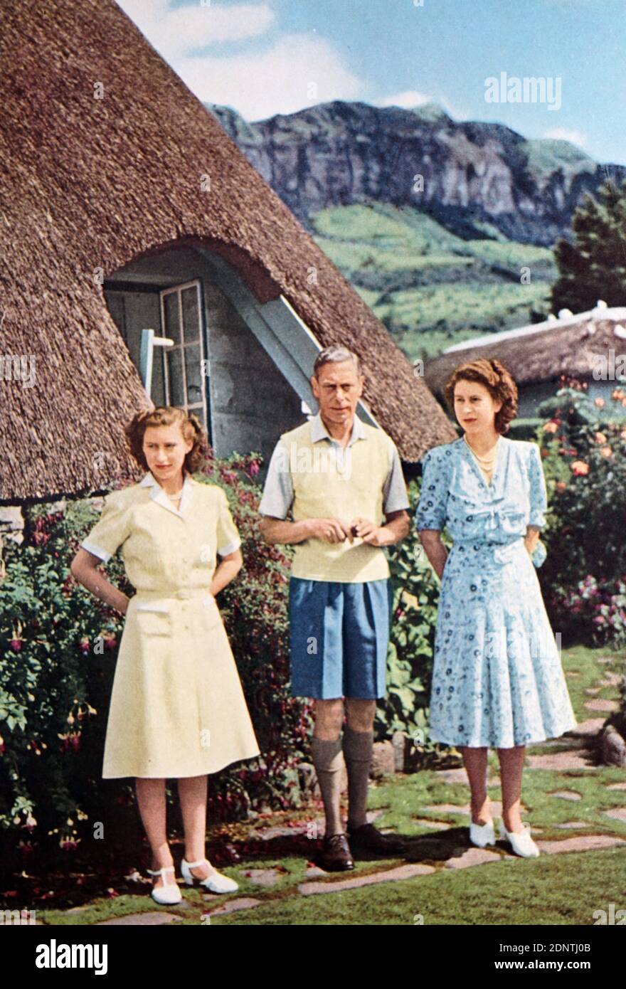 Photograph of King George VI with his daughters Elizabeth and Margaret ...