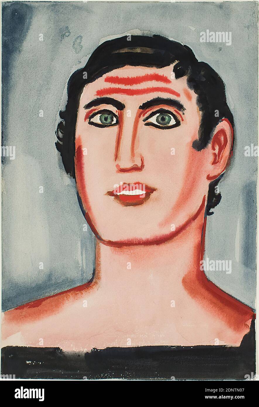 Gustav Heinrich Wolff, Portrait head, Non-covering watercolor ...