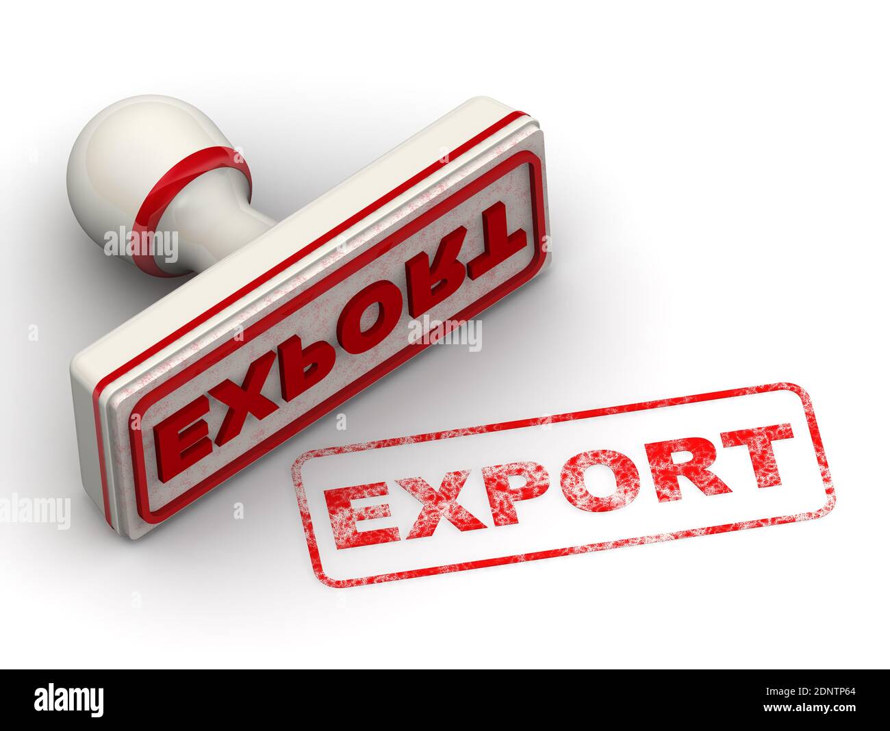 Export. The stamp and an imprint. White stamp and red imprint EXPORT on ...