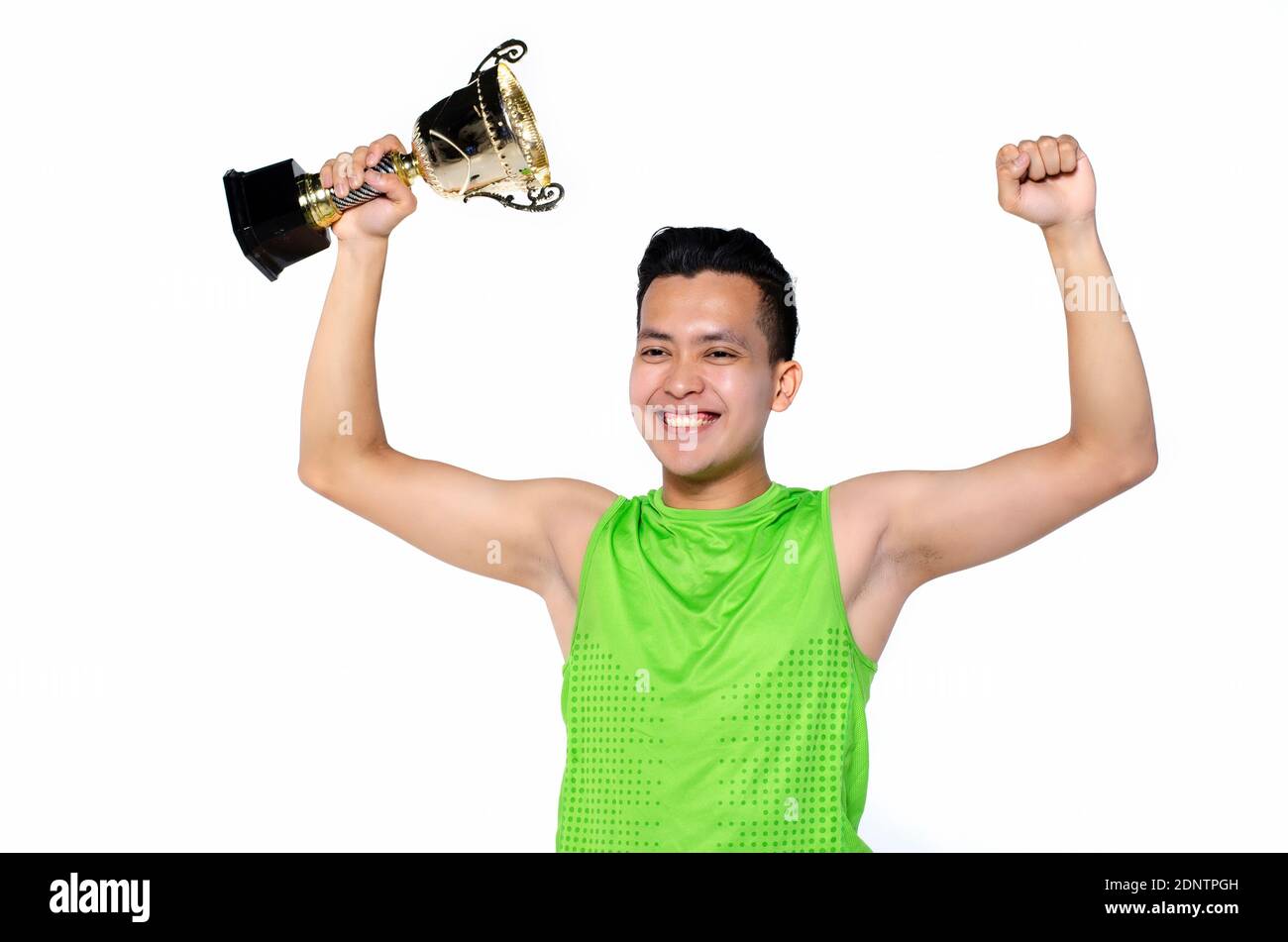 Standing holding smiling looking away trophy award hi-res stock ...