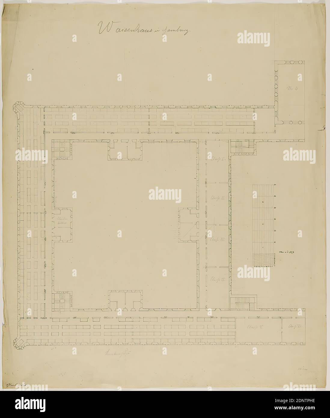 Theodor Bülau, orphanage, Hamburg. Competition design of the core ...