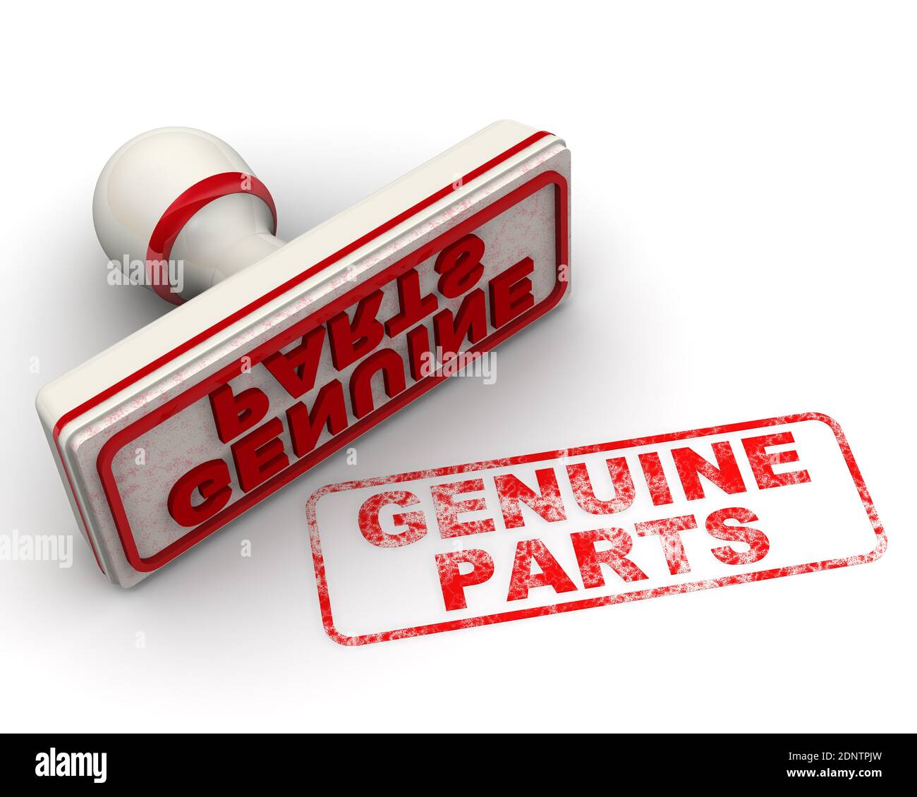 Genuine parts. The stamp and an imprint. White stamp and red imprint ...