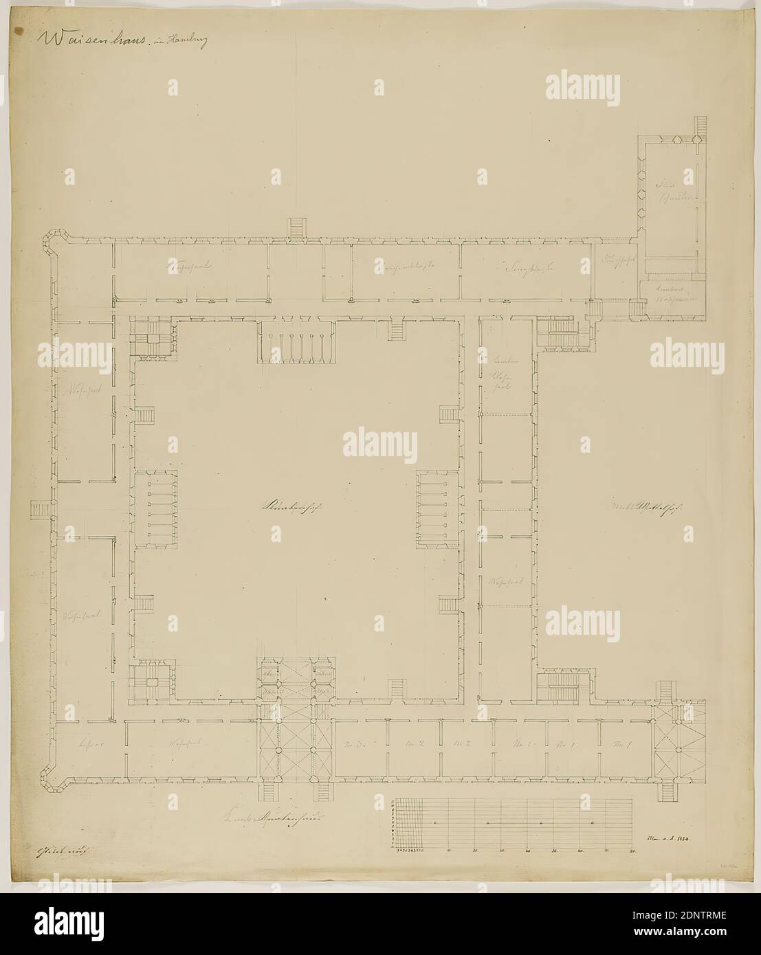 Theodor Bülau, orphanage, Hamburg. Competition design of the core ...