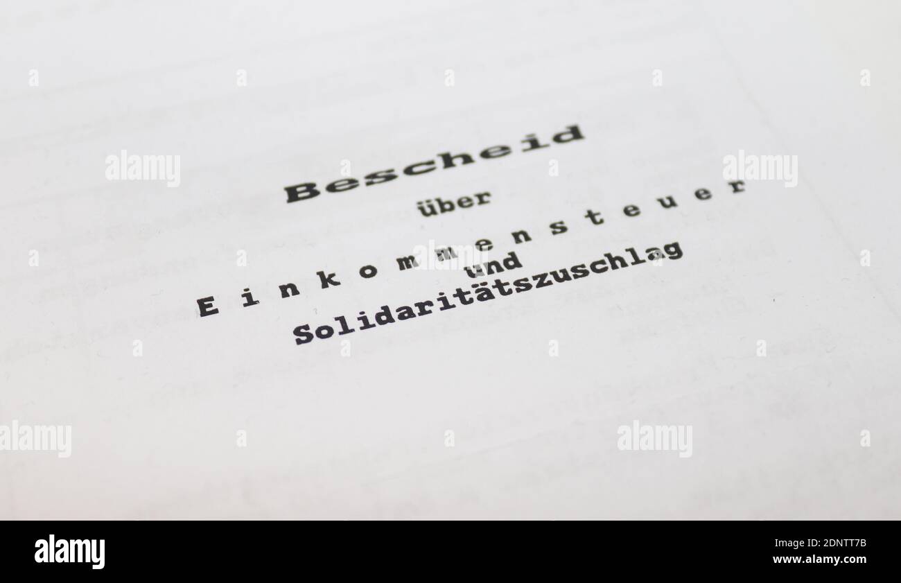 Perspective shot of the annual german tax notification header on a ...