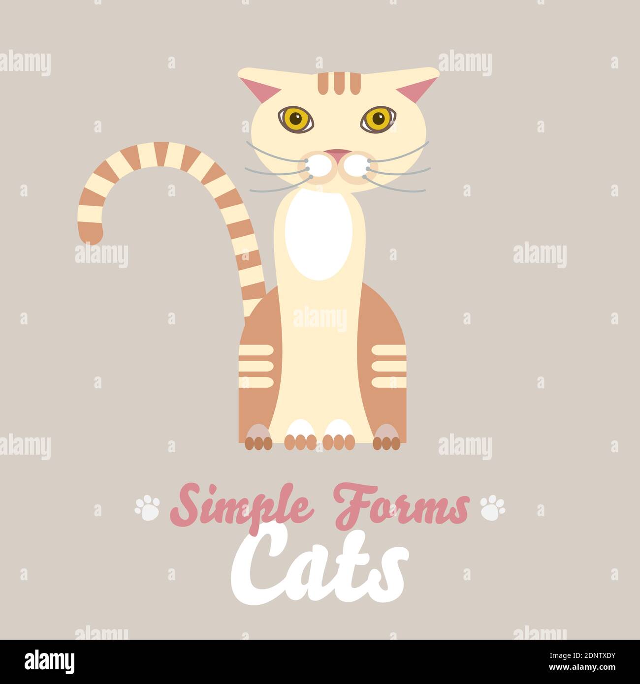 Flat red cat isolated vector. Cartoon illustration domestic tabby cat ...