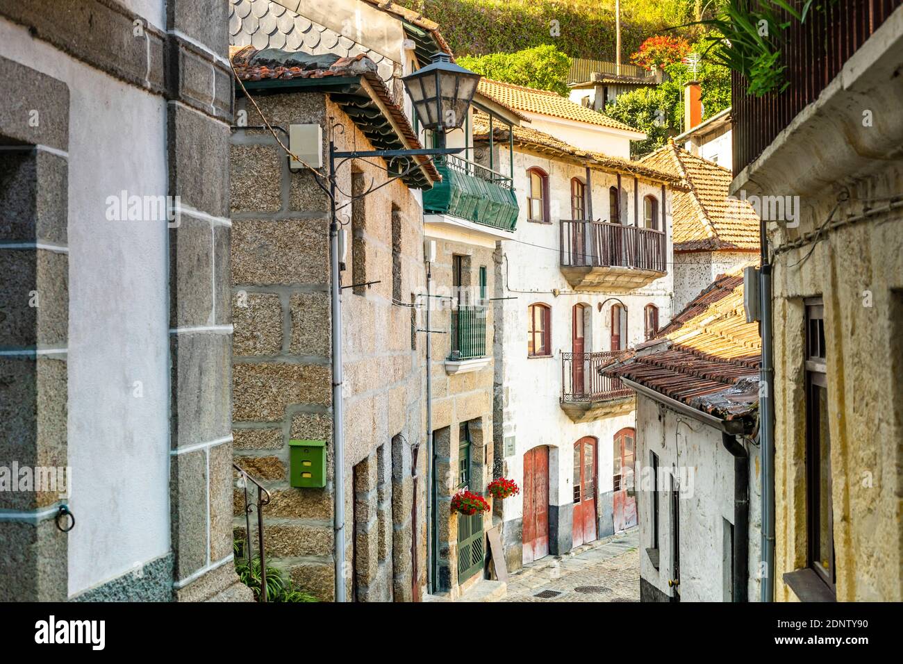 Narrow street in old town of Entre-os-Rios, Penafiel, Douro Valley ...