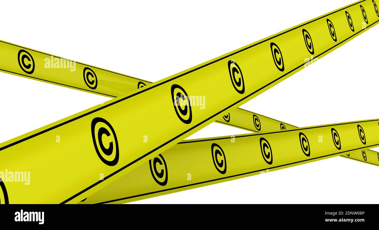Warning tapes with copyright symbols. Yellow warning tapes with black ...