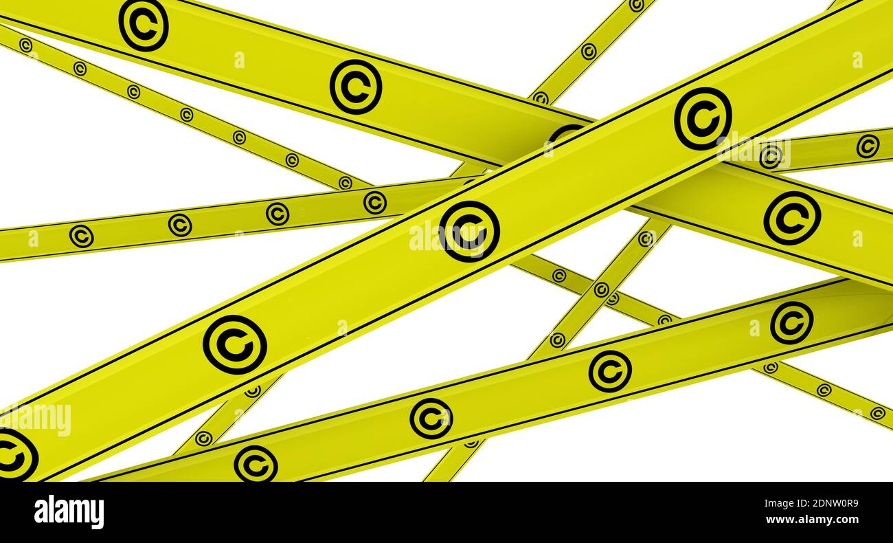 Warning tapes with copyright symbols. Yellow warning tapes with black ...