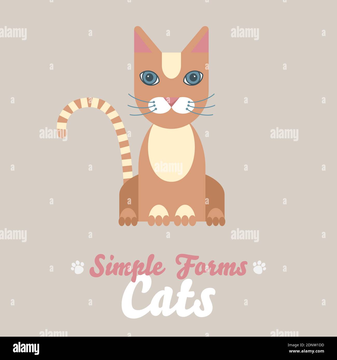 Flat red cat isolated vector. Cartoon illustration domestic tabby cat ...