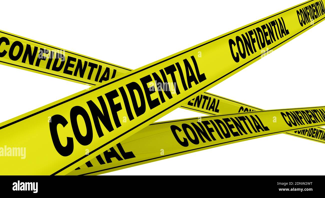 Confidential. Yellow warning tapes labeled with CONFIDENTIAL word ...