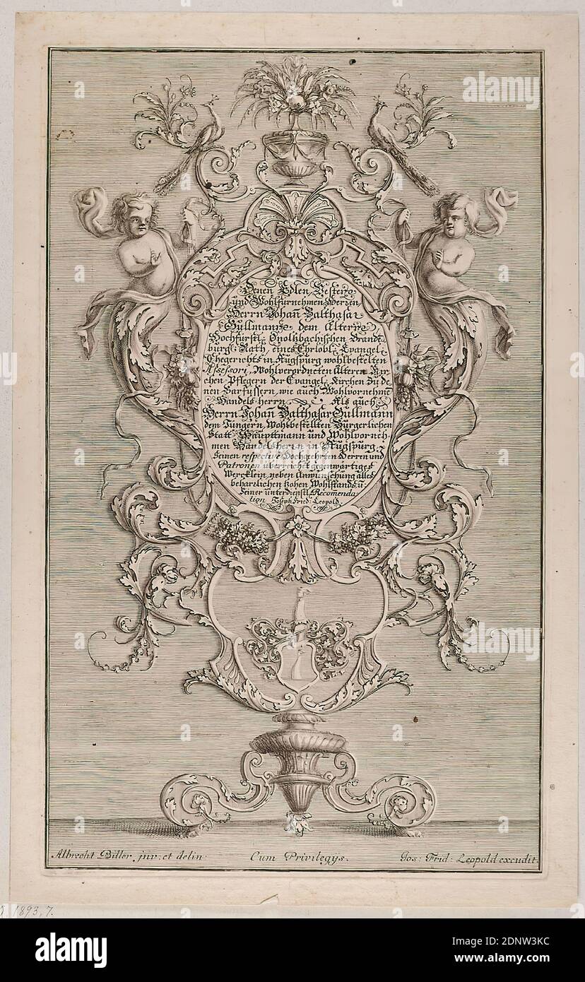 Albrecht Biller, Joseph Friderich Leopold, cartouche of foliage and ...