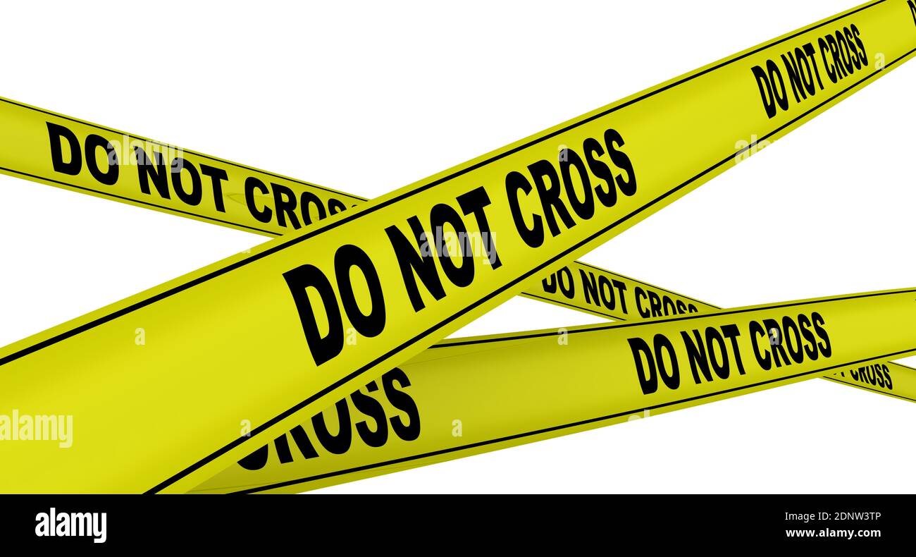 Do not cross. Yellow warning tapes with black text DO NOT CROSS ...