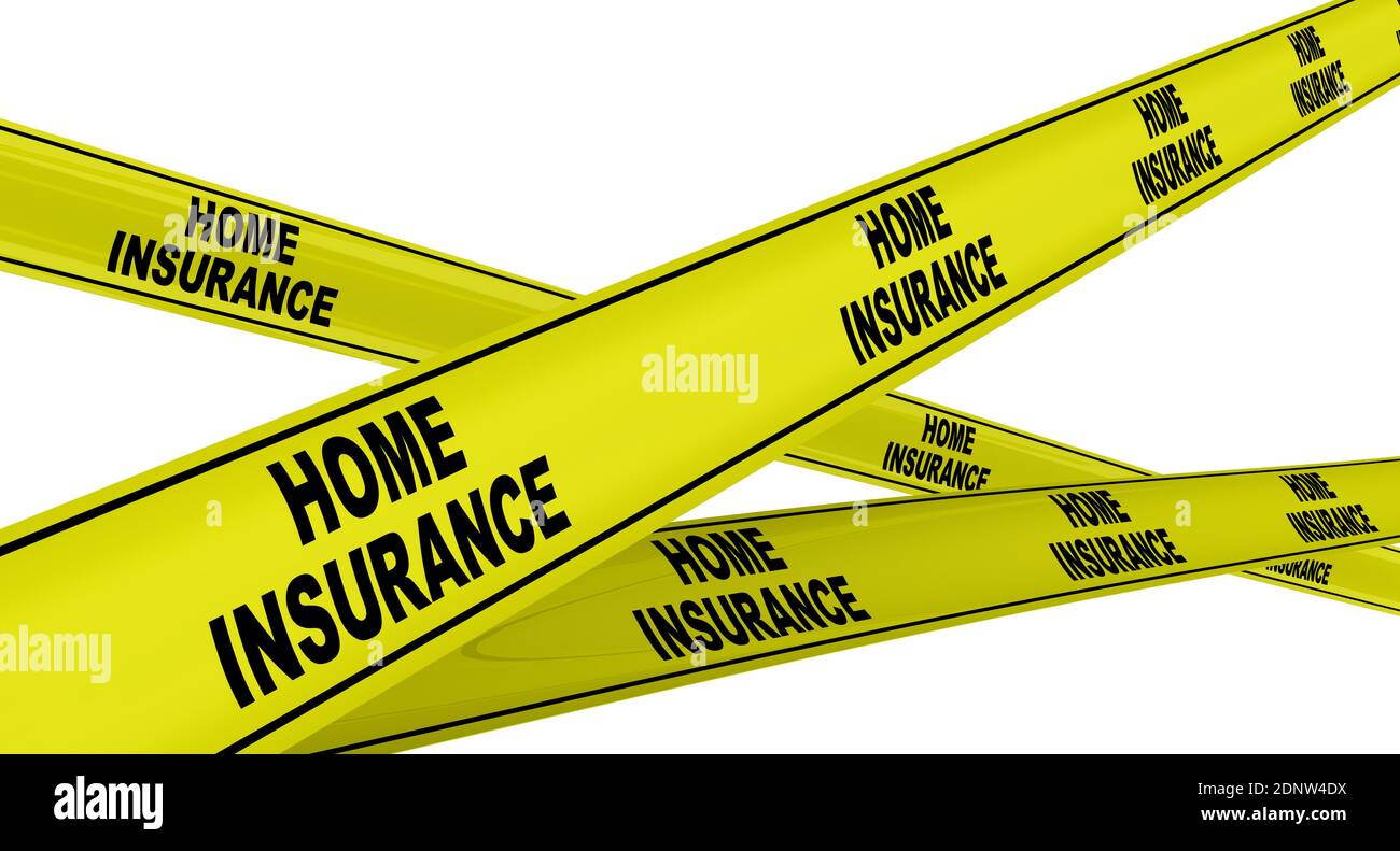 Home insurance. Yellow warning tapes with black text HOME INSURANCE ...
