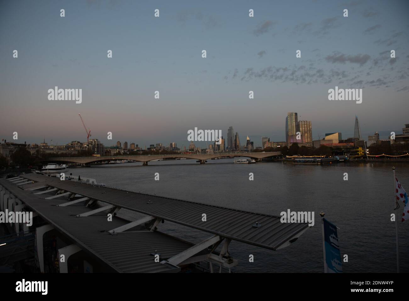 London skyline sunset winter pretty colours Stock Photo - Alamy