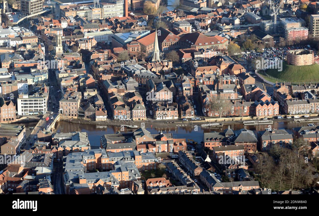aerial view (from the west looking east) of the River Ouse in York ...