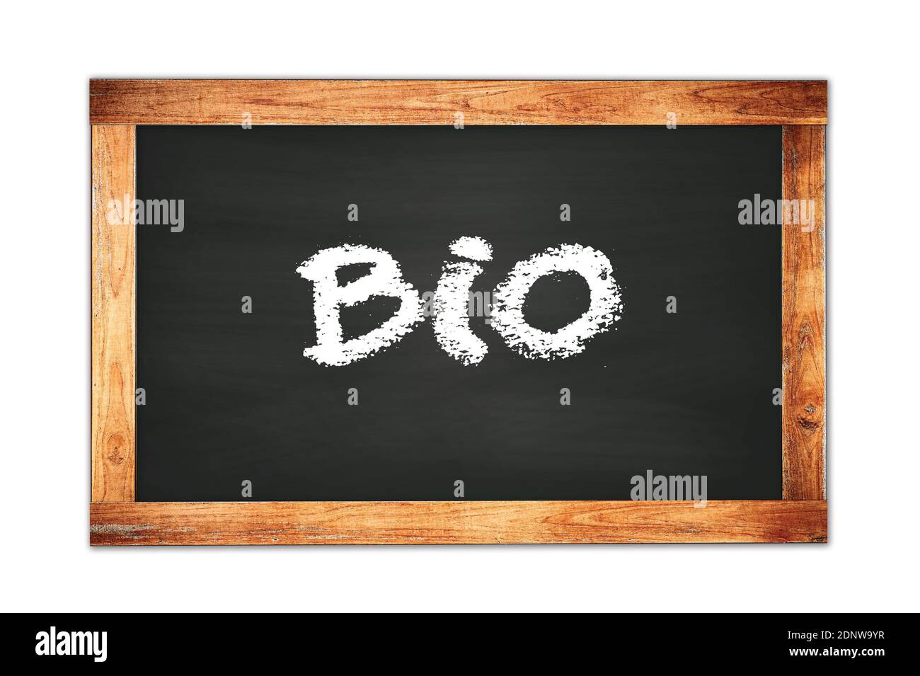 BIO text written on black wooden frame school blackboard Stock Photo ...