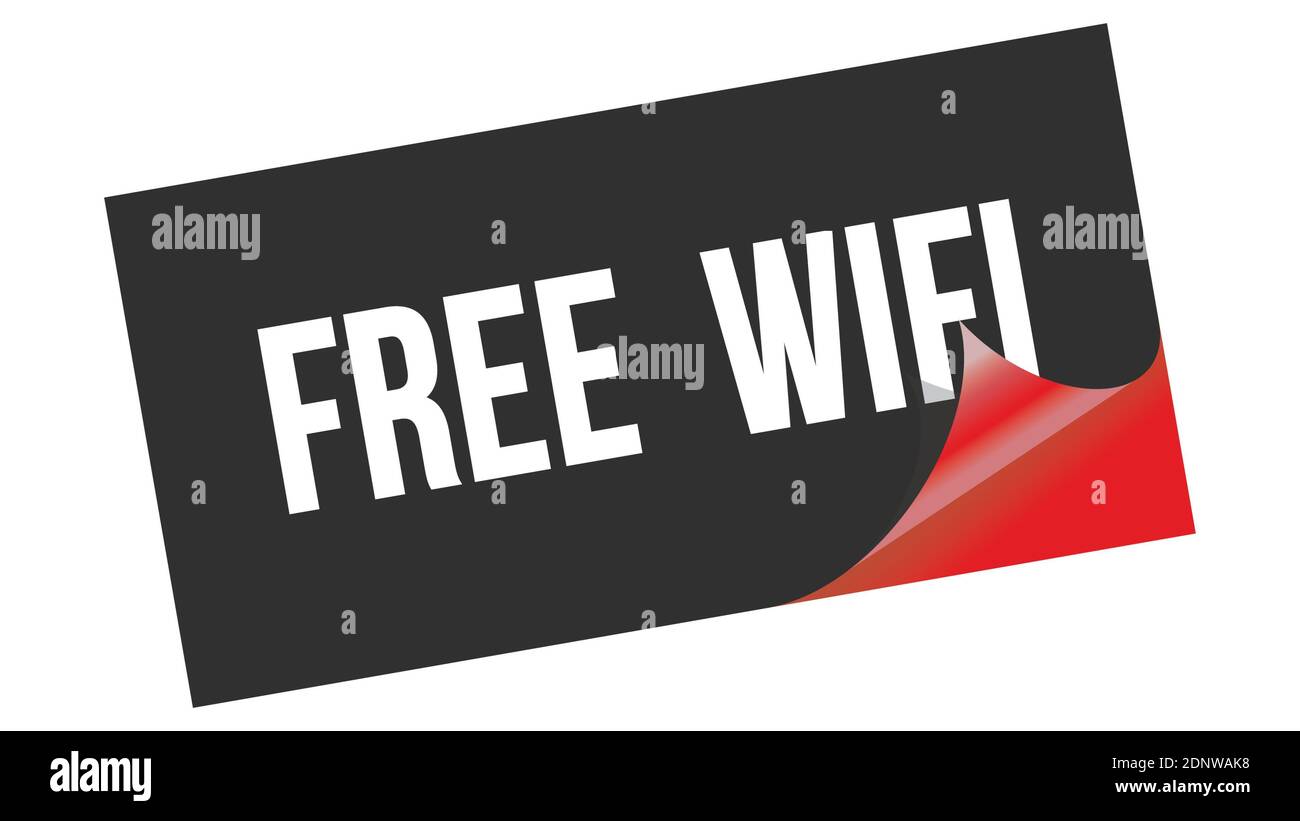 FREE WIFI text written on black red sticker stamp Stock Photo - Alamy