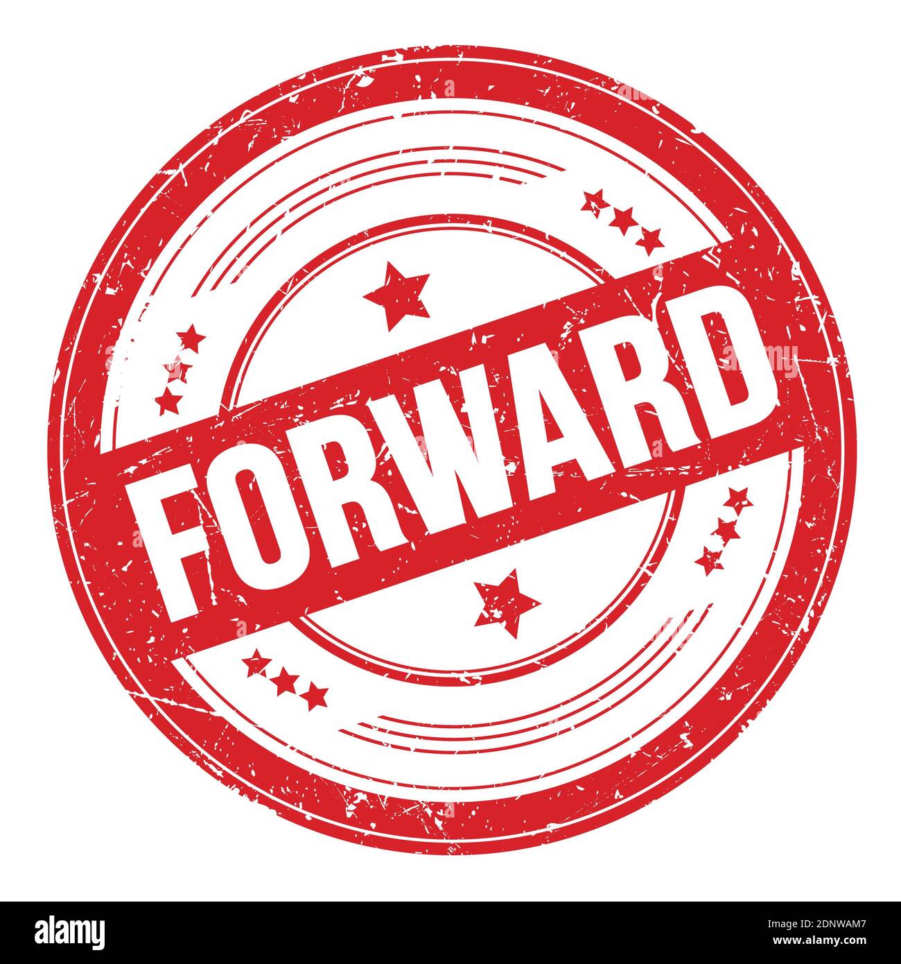 FORWARD text on red round grungy texture stamp Stock Photo - Alamy
