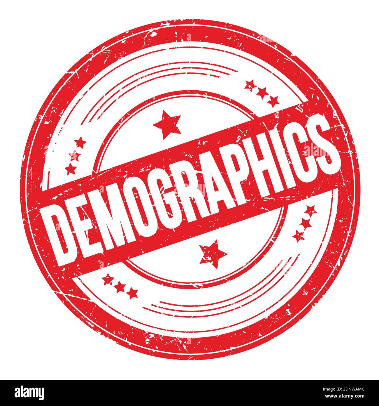 DEMOGRAPHICS text on red round grungy texture stamp Stock Photo - Alamy