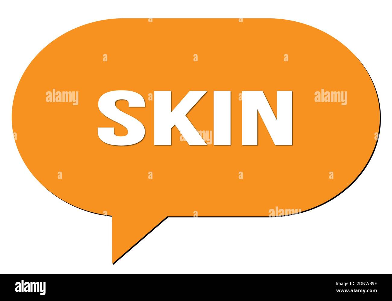 SKIN text written in an orange speech bubble stamp Stock Photo - Alamy