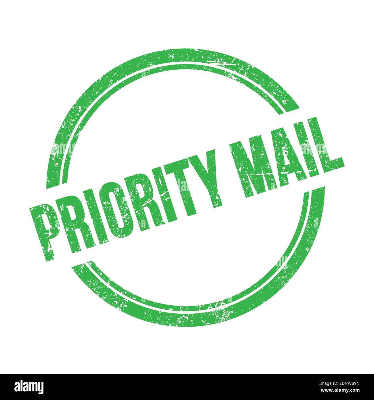 PRIORITY MAIL text written on green grungy vintage round stamp Stock ...