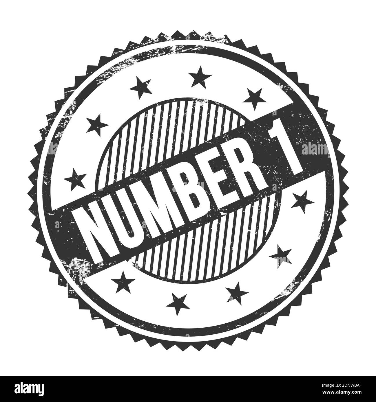 NUMBER 1 text written on black grungy zig zag borders round stamp Stock ...