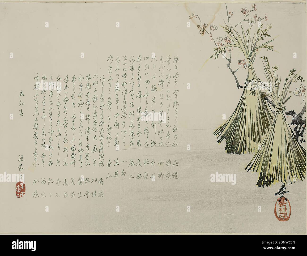 Shibata Zeshin, Yarrow, color woodcut, Total: Height: 21,00 cm; Width ...