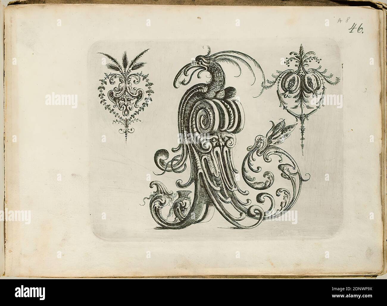 Christoph Jamnitzer, Grotesque ornament with cartilage work, leaf from ...