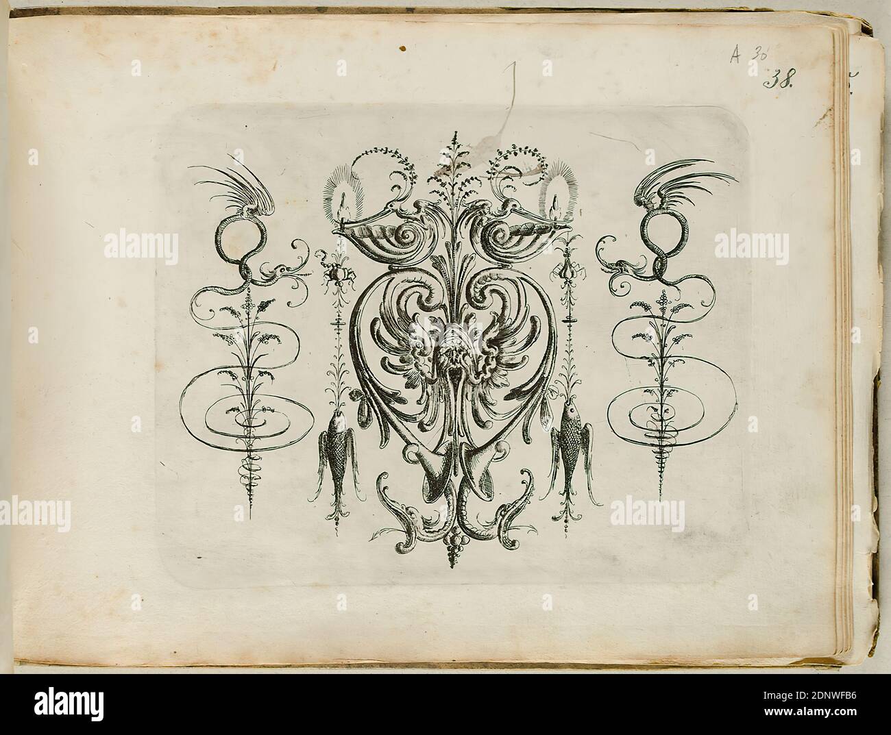 Christoph Jamnitzer, Grotesque ornament with cartilage work, leaf from ...