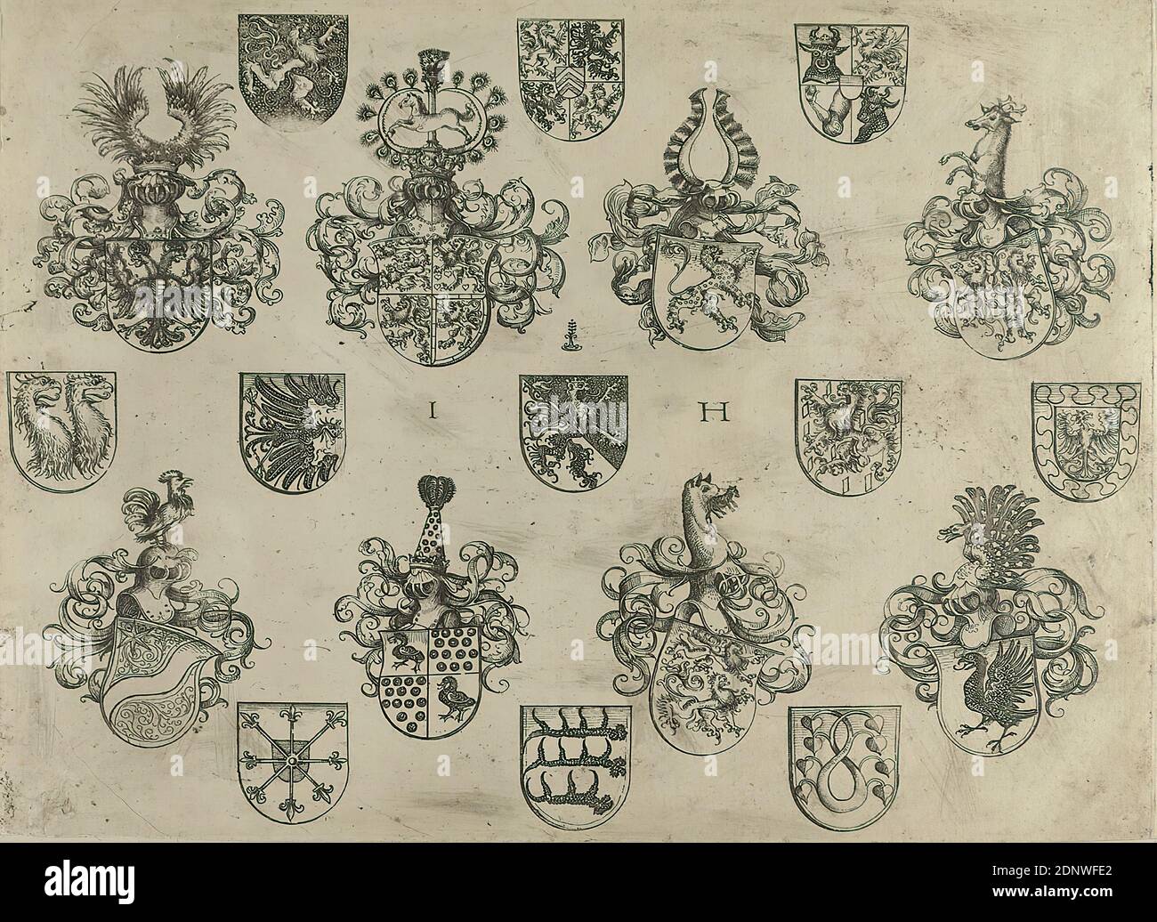 Hieronymus Hopfer, coat of arms, paper, etching, sheet size (sheet ...