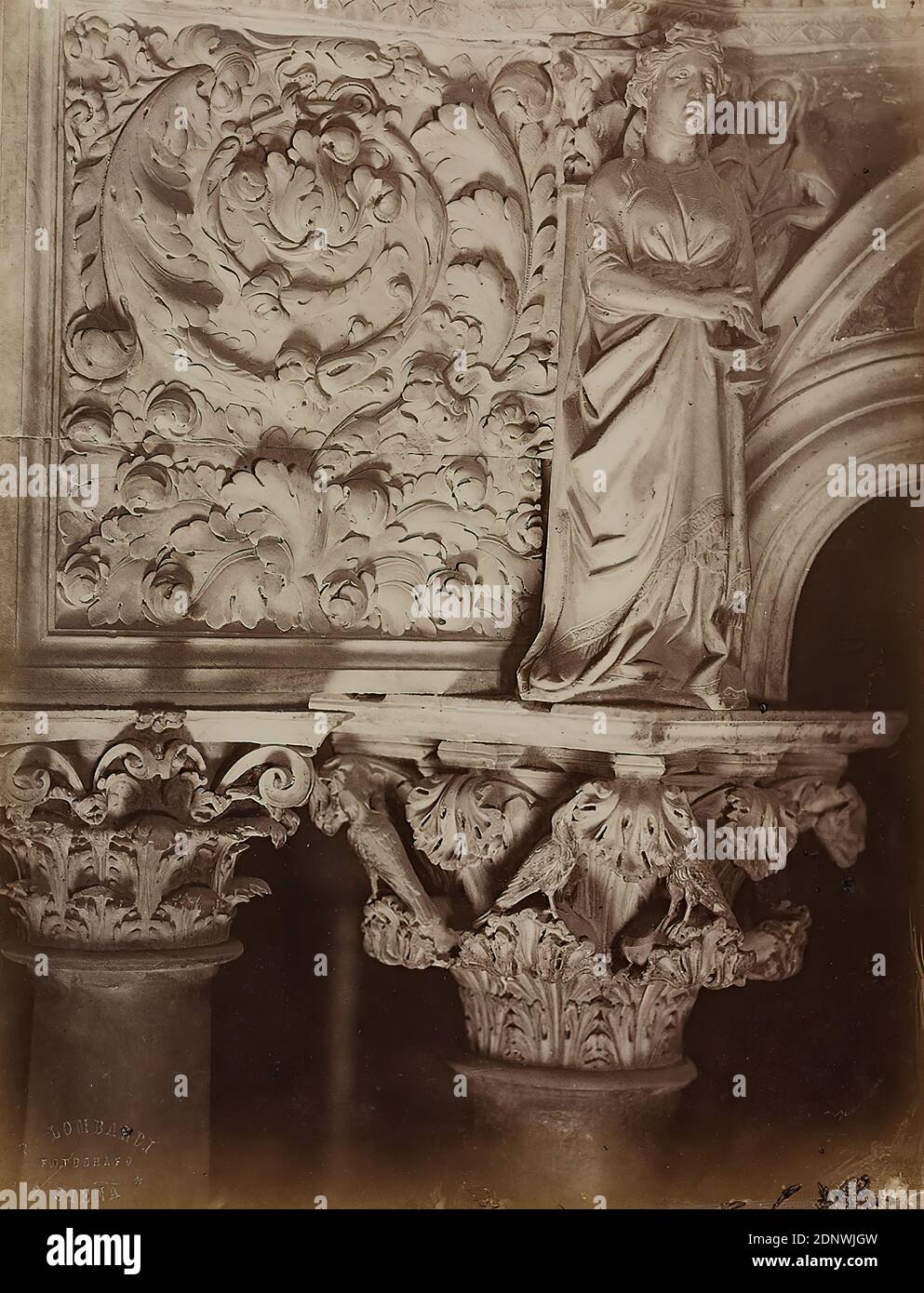Paolo Lombardi, The marble pulpit in the cathedral of Siena - detail, albumin paper, black and ...