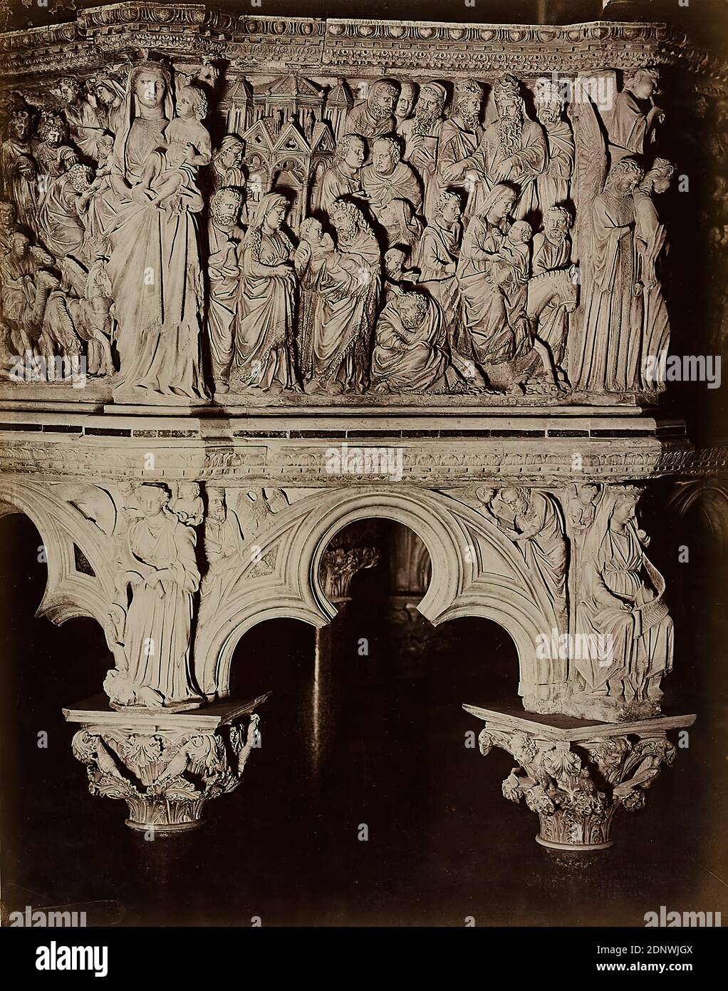 Paolo Lombardi, The marble pulpit in the cathedral of Siena - detail, albumin paper, black and ...