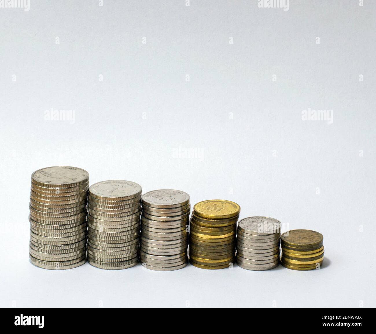 Stack Of Objects Against White Background Stock Photo - Alamy