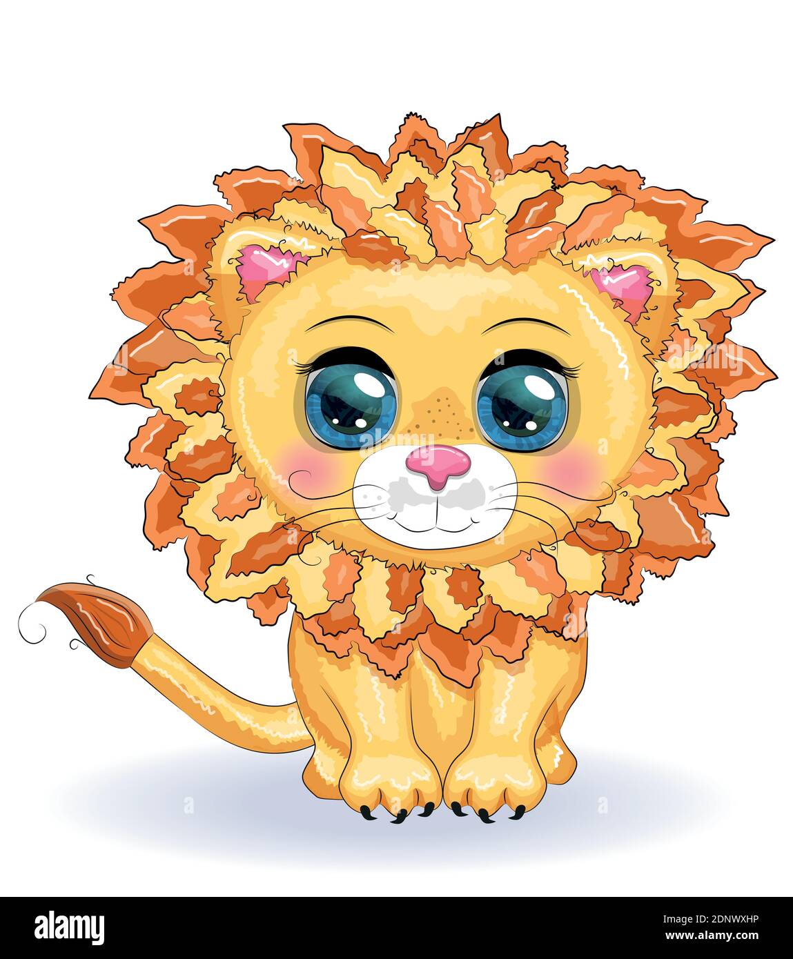Cartoon lion with expressive eyes. Wild animals, character, childish ...