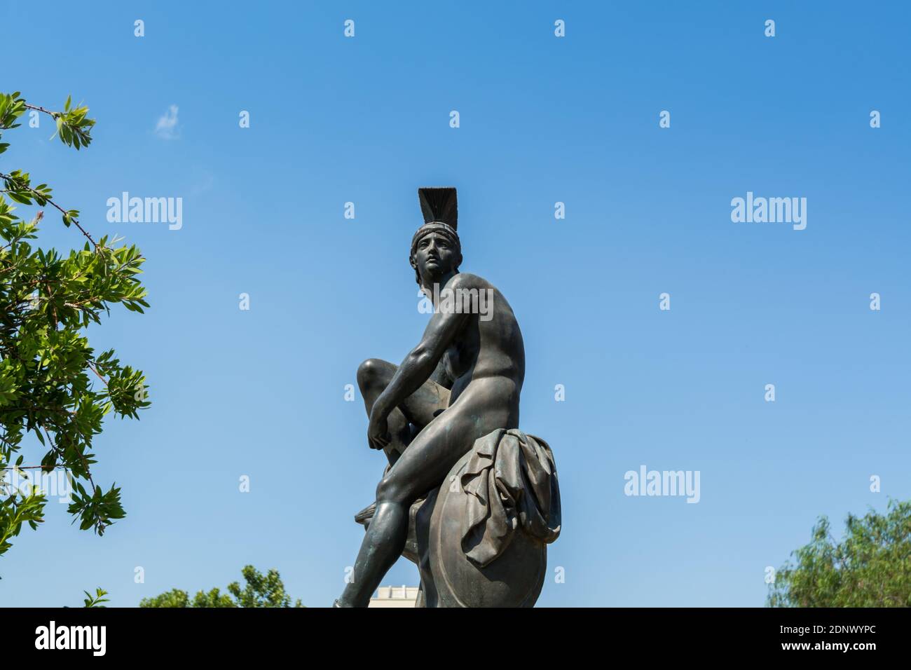 Statue of Theseus, a mythical founder hero of Athens, located at a park ...