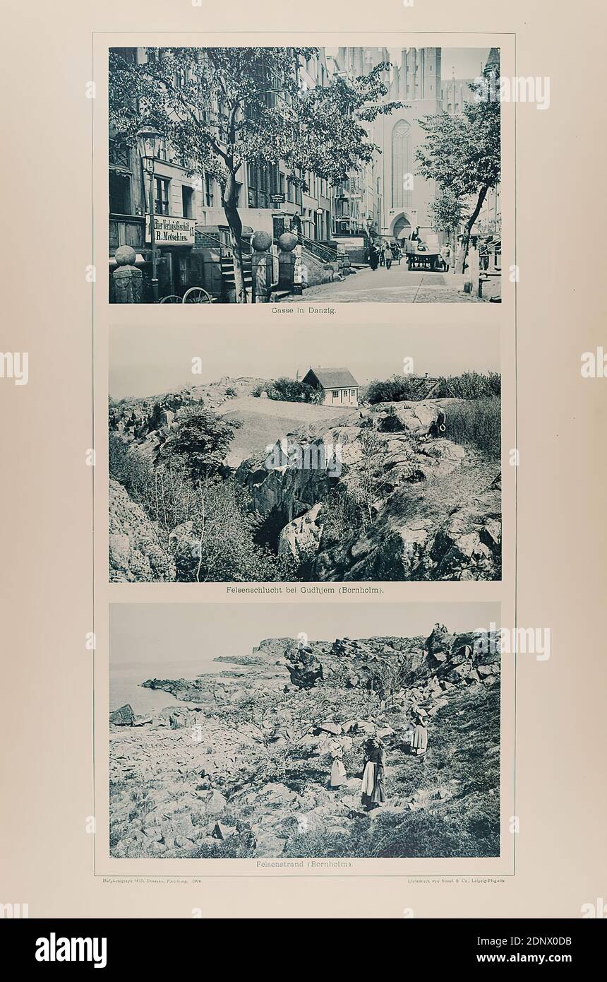 Wilhelm Dreesen, Sinsel & Co, alley in Danzig, rocky gorge near Gudhjem ...