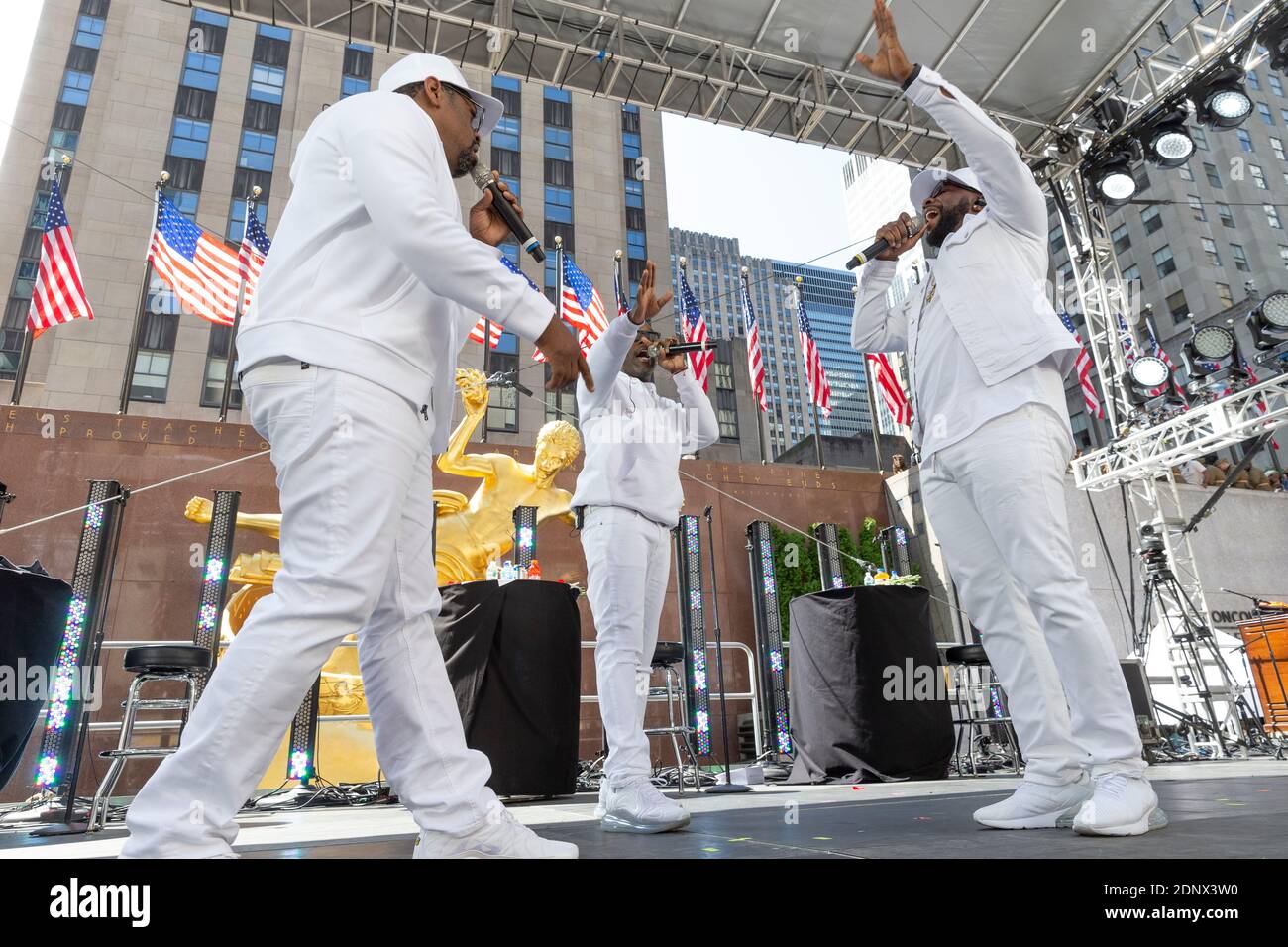 New York, NY - May 25, 2019: Boyz II Men group performs on stage during ...