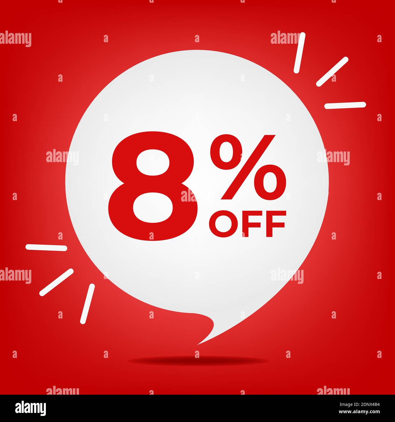 8 percent off. Banner with eight percent discount. White bubble on a ...