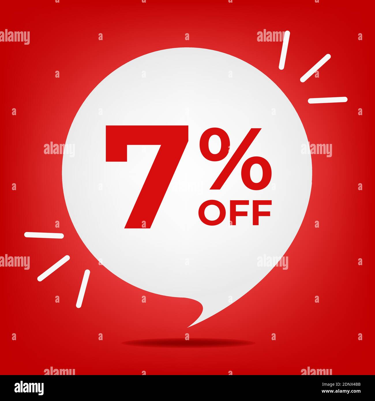 7 percent off. Banner with seven percent discount. White bubble on a ...