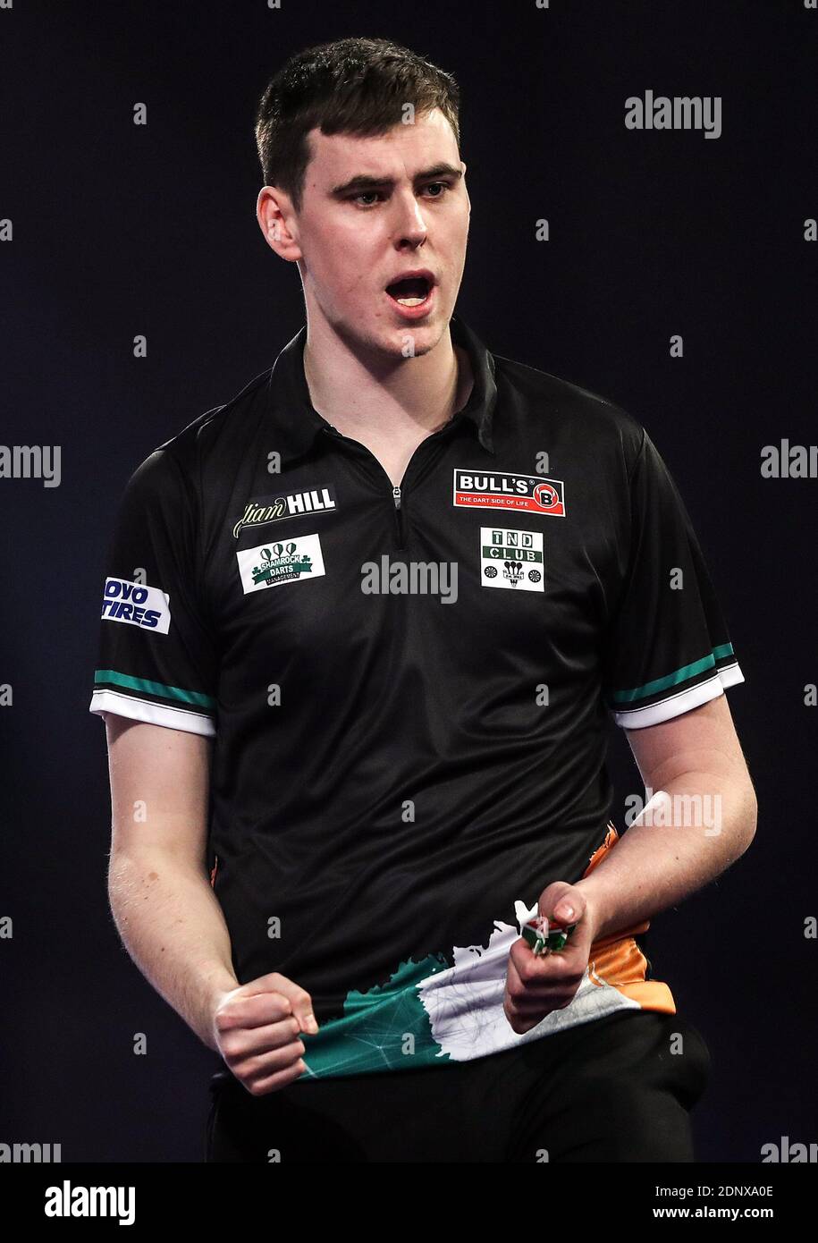 Ciaran Teehan celebrates during day four of the William Hill World ...