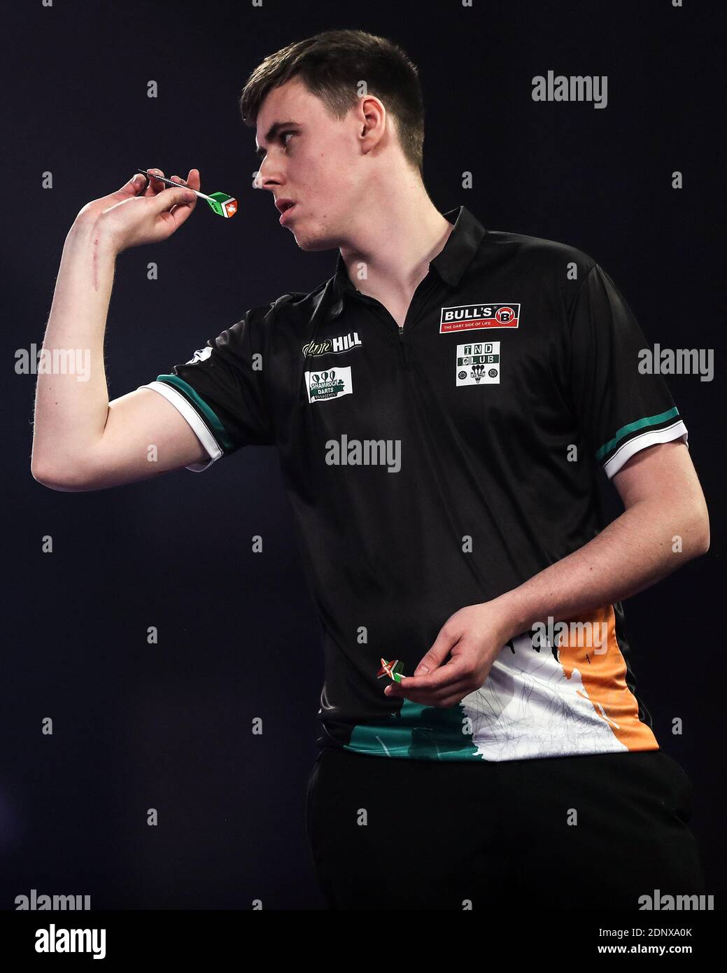 Ciaran Teehan in action during day four of the William Hill World Darts ...