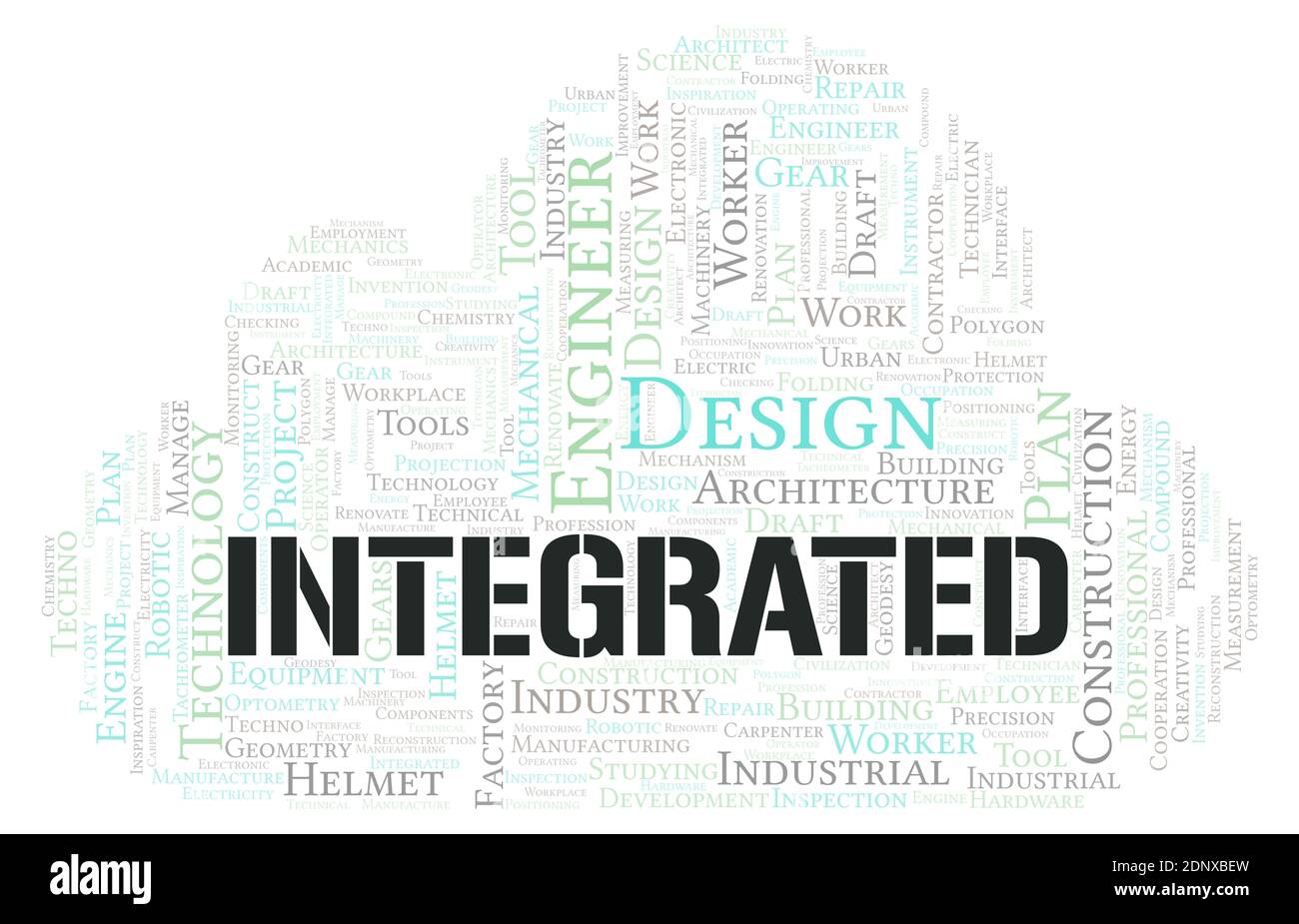 Integrated typography word cloud create with text only Stock Photo - Alamy