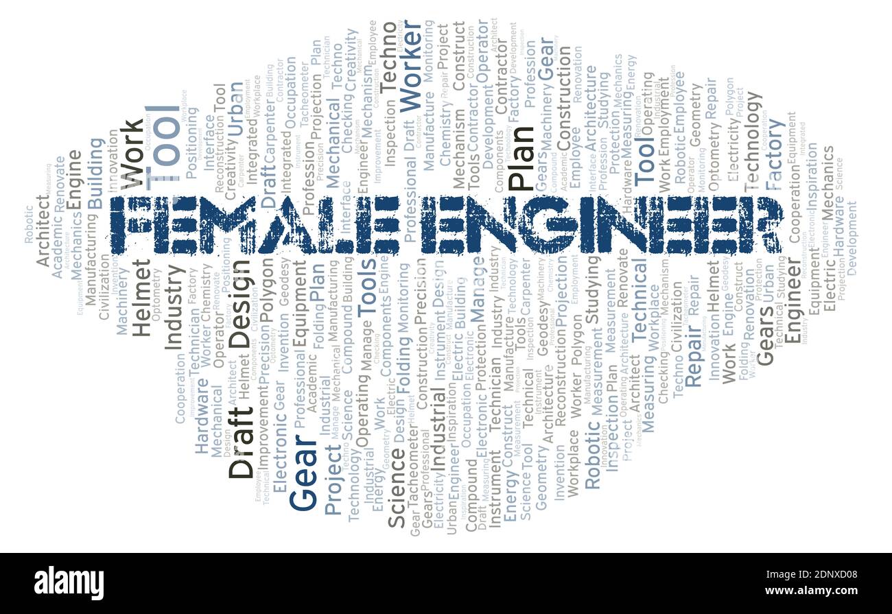 Female Engineer typography word cloud create with text only Stock Photo ...