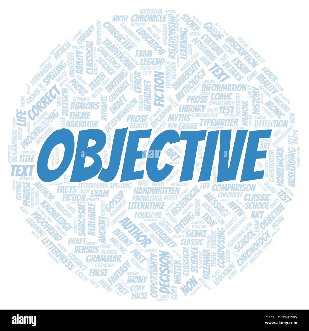 Objective typography word cloud create with text only Stock Photo - Alamy