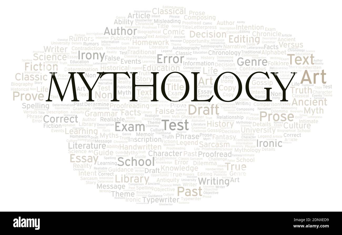 Mythology typography word cloud create with text only Stock Photo - Alamy