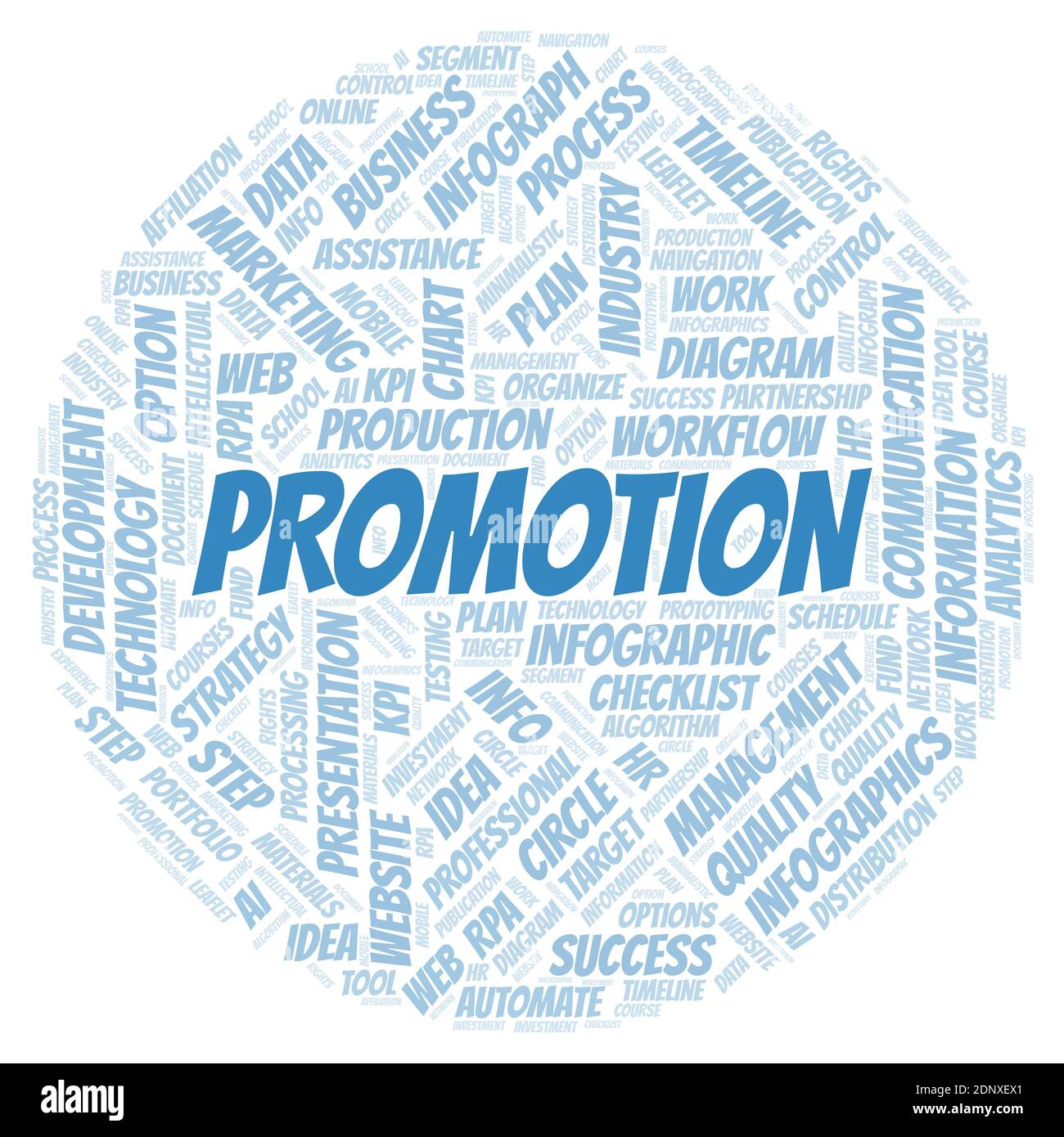 Promotion typography word cloud create with text only Stock Photo - Alamy