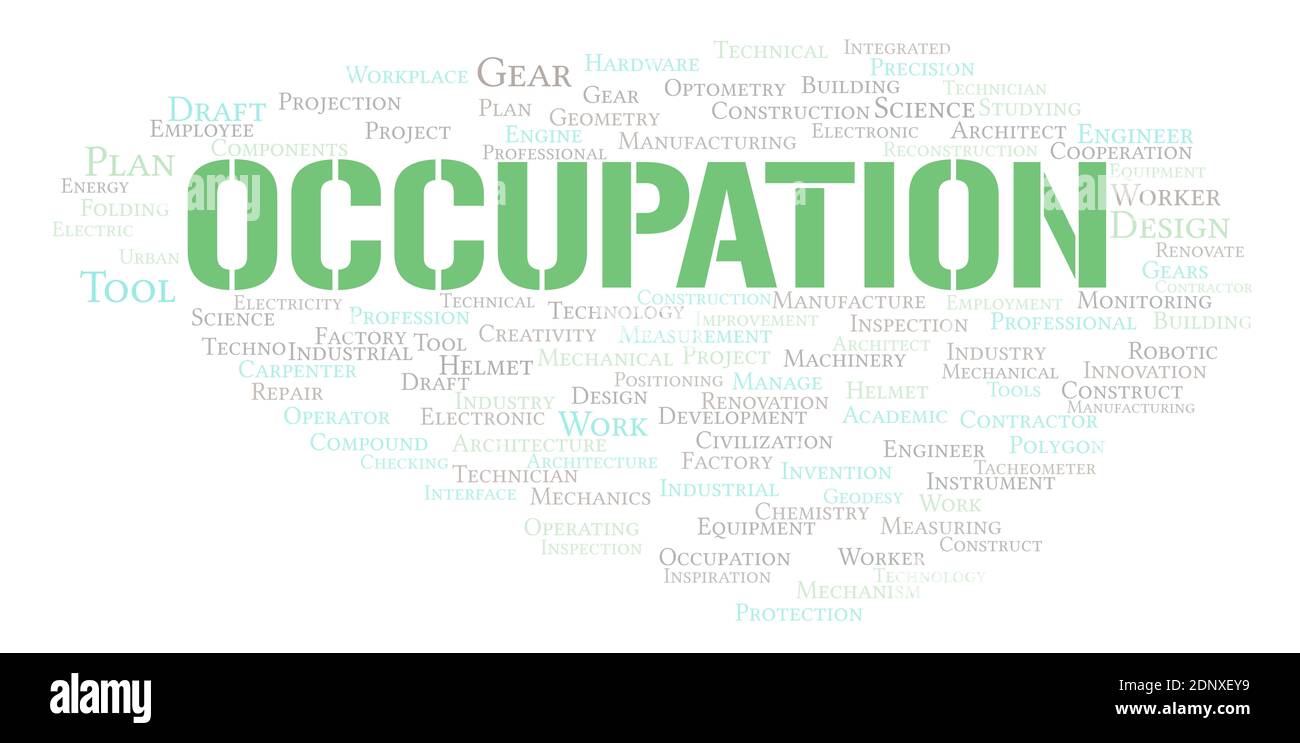 Occupation typography word cloud create with text only Stock Photo - Alamy